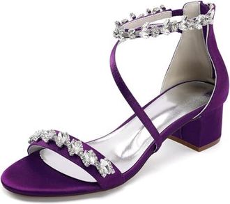 Generic Chaussures De Mariage Femmes Mari&eacute;e Talons Bas Bout Ouvert Chunky Heels Sandales Bureau Travail Soir Talons Hauts 4.5Cm,Dark Purple,41 EU