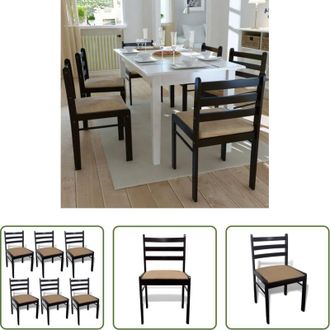 vidaXL vidaXL Massivholzst&uuml;hle - Esszimmerst&uuml;hle 6 Stk. Braun Massivholz und Samt