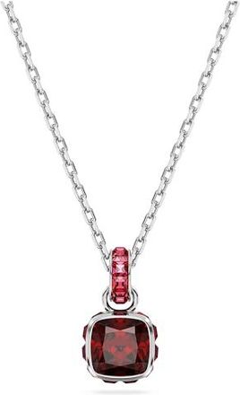 Swarovski Pendentif Birthstone, Taille Carré, Janvier, Rouge, Métal rhodié