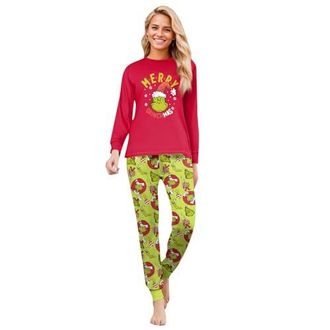 Generic Le Grinch Pyjama Noel Famille De Grinch Assorti Adulte The Homme Vetement Hiver Couple Garcon Ensembles Bebe Ensemble Chaud Et Doux Coton Noël Pull En