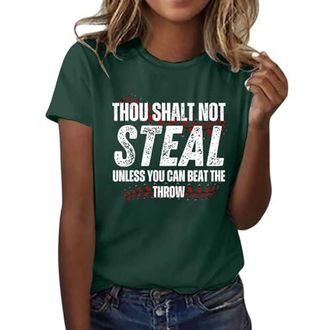 Generic T Shirt Femme Manches Courtes Col Rond Ete Tee Shirt Respirant Coton Imprim&eacute; Hauts Vetement Grande Taille Tunique Casual Chic &Eacute;l&eacute;gant Ample Confortabl