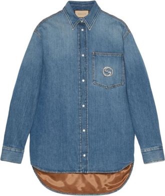 Gucci Interlocking G Denimjacke - - Blouses & Shirts - Damen - Blau - M