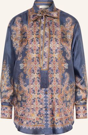 Zimmermann Hemdbluse Valiant Aus Seide Mit Abnehmbarer Schluppe blau