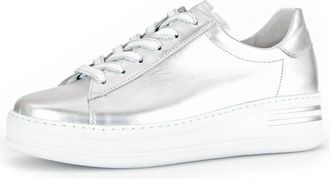 Gabor Damen Low-Top Sneaker, Frauen Halbschuhe,Wechselfußbett,Moderate Mehrweite (G),Turnschuhe,Laufschuhe,schnürschuhe,Silber,38.5 EU / 5.5 UK