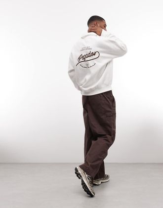 Pegador Pegador - Belmonte - Sweat avec col polo et imprim&eacute; au dos - Blanc