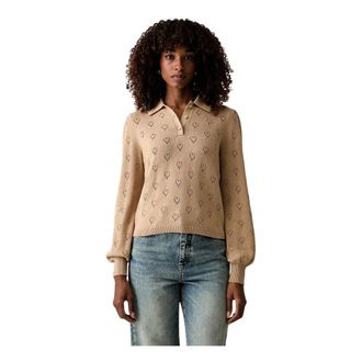 Twinset Pull polo &agrave; col en V - Femme - Pulls - Beige - Taille: 40 FR