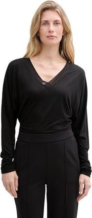 Tom Tailor T-Shirt &agrave; Manches Longues pour Femme, 14482 - Deep Black., L