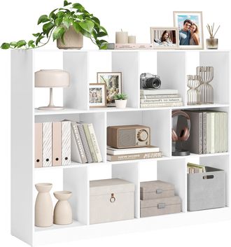 Vasagle Bücherregal, Regal, Würfelregal, Standregal, 11 offene Fächer, horizontal, vertikal oder kopfüber verwendbar, 30 x 126 x 100 cm, für Wohnzimmer, Arbei