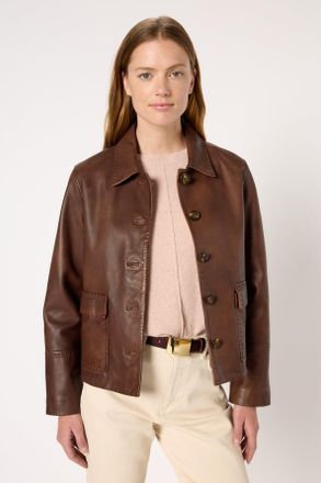 Gerard Darel Veste droite en cuir vieilli - NAIMA - Marron