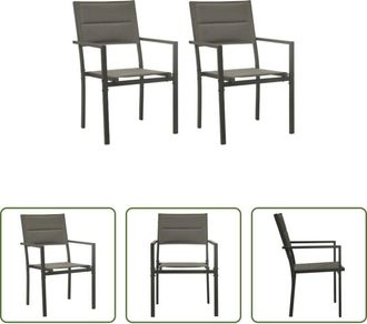 vidaXL vidaXL Terrassenstuhl - Gartenst&uuml;hle 2 Stk. Textilene und Stahl Grau und Anthrazit