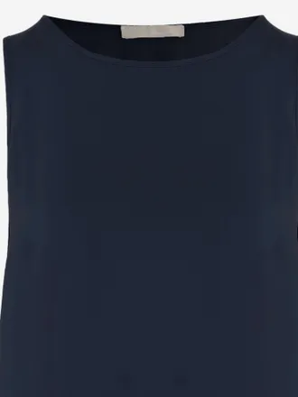 Allude Womens Stretch Silk Top Navy Tops
