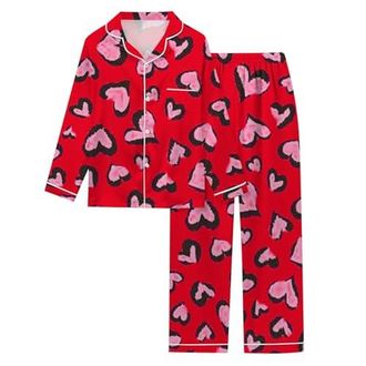 Generic Ensemble de pyjama &agrave; manches longues imprim&eacute; en forme de coeur pour femme Cadeau de Saint-Valentin 2026 (2), Rouge, 3XL