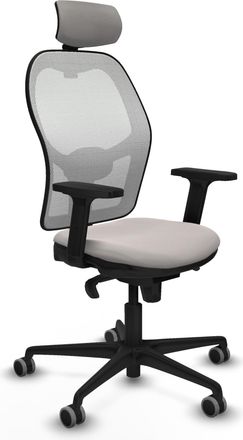 Piqueras y Crespo Computerstuhl mit 2D-Armen, h&ouml;henverstellbarer Lendenwirbelst&uuml;tze und h&ouml;henverstellbarem Kopfteil, Wei&szlig; / Wei&szlig;