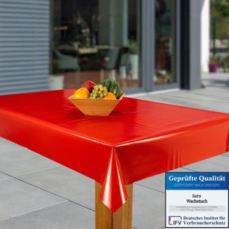Laro Wachstuch-Tischdecke Abwaschbar Garten-Tischdecke Wachstischdecke PVC Plastik-Tischdecken Eckig Meterware Wasserabweisend Abwischbar, Muster:Uni rot, 
