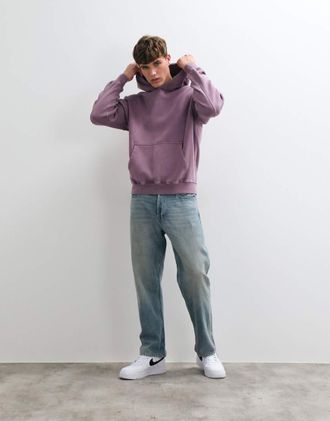Abercrombie & Fitch sweat &agrave; capuche essential en lilas d&eacute;lav&eacute;-VIOLET