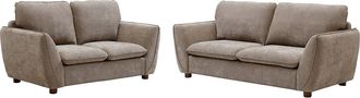 Vente-Unique Sofaset 3-Sitzer & 2-Sitzer - Stoff - Taupe - MENARDIA