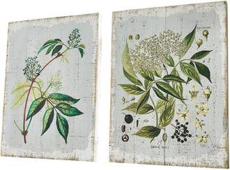 Loberon Dekoboard 2er Set Loanne, weiß/grün