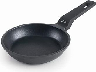 Lacor 25163 - Mini Aluminium Pfanne Cast 100% frei PFOA, Antihaft-Doppelschicht, geeignet für Induktion, Ergonomischer Griff Soft Touch, Ø 14 x 3cm, Schwarz