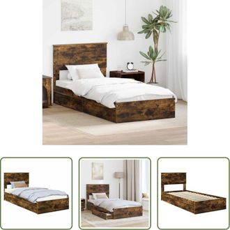 vidaXL Schrankbett - Aufbewahrungsbett Ger&auml;ucherte Eiche 90 x 200 cm Holzwerkstoff