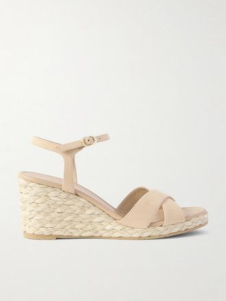 Stuart Weitzman Dayna Espadrille-wedges Aus Veloursleder - Neutral