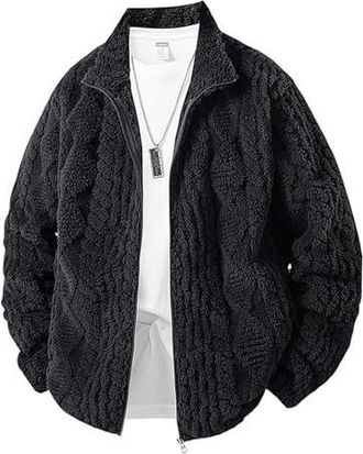 Generic Veste polaire à capuche pour homme Automne Hiver, Noir, XXL
