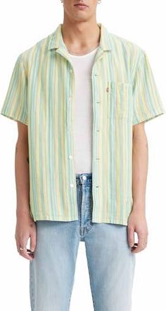 Levi's The Sunset Camp Shirt, Hamish Stripe Wasabi, XL Homme