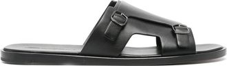 Santoni Homme, Chaussures, Noir, Taille: 46 EU Duo Slide Sandal