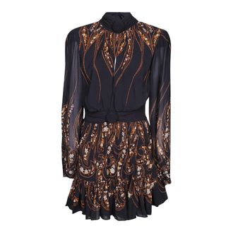 Farm Rio Floral Ruffled Short Dress - - Dresses - Damen - Schwarzk - S