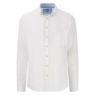 Fynch-Hatton Herren Premium Leinenhemd mit Button-Down-Kragen, White, M