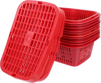 PartyKindom 10stücke Kunststoff-beerenkörbe Mit Deckel Praktische Obst Und Gemüsekörbe Für Erdbeerernte Wiederverwendbar Und Leicht Für Sommer Garten Rot Kapazitä