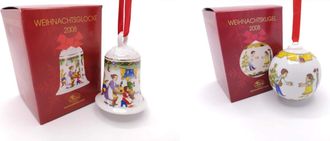 Hutschenreuther Porzellanglocke & Porzellankugel 2008 OVP - Weihnachtsglocke Weihnachtskugel