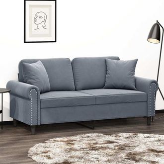 vidaXL 2-Sitzer-Sofa mit Zierkissen Dunkelgrau 140 cm Samt - Vidaxl