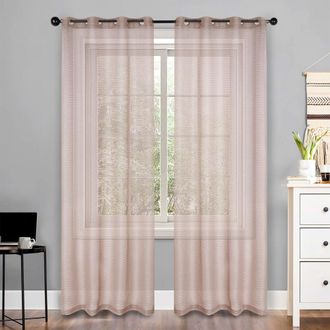 Superior Transparente Vorh&auml;nge Jackson, gestreiftes Design, 132,1 x 243,8 cm, luftig, sonnenfilternd, leichte Vorh&auml;nge f&uuml;r Schlafzimmer, Wohnzimmer, 2er-Set - 