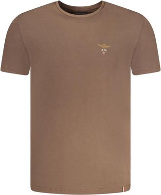 Aeronautica Cotton T-Shirt - - Tops - Herren - Braun - L