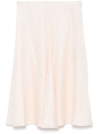 Fendi jupe mi-longue en soie &agrave; motif FF - Rose
