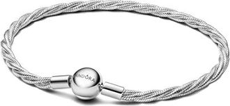 Pandora 593757C00 Bracelet pour femme en argent avec chaîne serpent torsadée, 21cm, Argent sterling, Pas de gemme