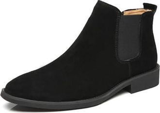 Generic Hommes Chelsea Boot Classique Suede Robe Ankle Boot Casual Et Robe Formelle Boot Mid Top Slip on Cheville Chelsea Boot,Noir,39 EU