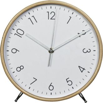 Hama Tischuhr HG-220, Holz, ger&auml;uscharme Uhr ohne Ticken, 22 cm Durchmesser, wei&szlig;/Natur