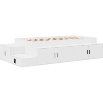 vidaXL Bett mit Stauraum Weiß 244 x 118 x 53.5 cm Holzwerkstoff Vidaxl