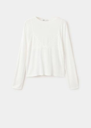 Mango Pull avec bralette en dentelle blanc - Femme - XS - MANGO
