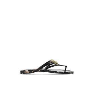Dolce & Gabbana Gummi-Zehentrenner mit Logo - - Shoes - Damen - Schwarzk - 35 EU