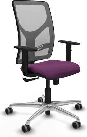 Piqueras y Crespo Arbeitsstuhl mit 1D-Armen, h&ouml;henverstellbare Lendenwirbelst&uuml;tze, ausgestattet mit 3 Positionen und Schneideschaum, Grau/Violett