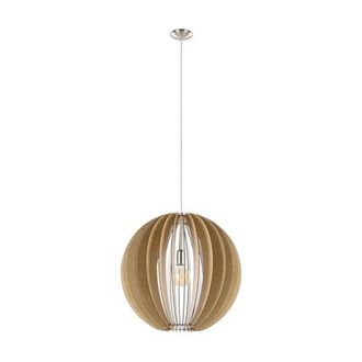 Eglo Pendelleuchte Cossano, 1 flammige H&auml;ngelampe Vintage, H&auml;ngeleuchte aus Stahl und Holz in Nickel-Matt, Ahorn, Esstischlampe, Wohnzimmerlampe h&auml;ngend mi