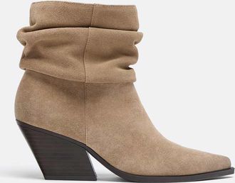 Stradivarius bottines &agrave; talons slouchy en cuir beige-Neutre