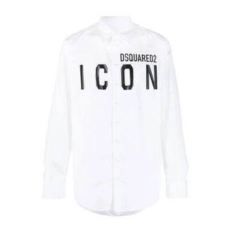 Dsquared2 Logo-Print Baumwollhemd - - Shirts - Herren - Wei&szlig; - XL