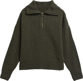 Barbour Pull-over &agrave; quart de zip Lavensdale - Femme - Pulls - Vert - Taille: 38 FR