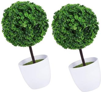 Milisten 2 St&uuml;ck Kleine Pflanzen Zur Dekoration Kleine K&uuml;nstliche Pflanzen Im Topf K&uuml;nstlicher Buchsbaum Formschnitt K&uuml;nstliche F&uuml;r Den Innenbereich K&uuml;nstliche