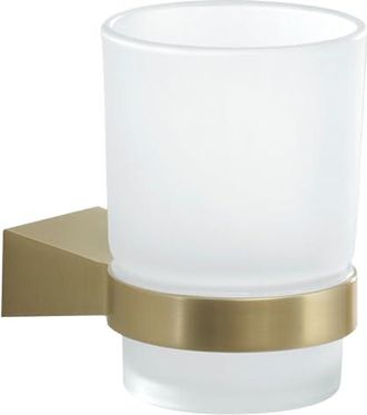 Gedy TONALE Zahnbürstenhalter, Wandbürstenhalter, Mattgold, Edelstahl und Glas, 6,7 x 9,5 x 9,5 cm