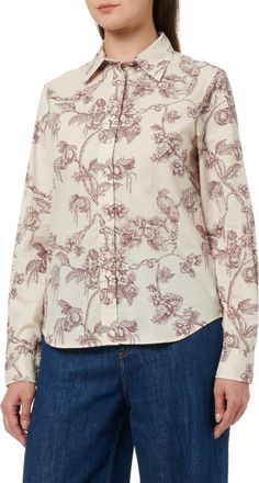 GANT Damen REG Tree Print COT Voile Shirt Bluse, Rot, 40