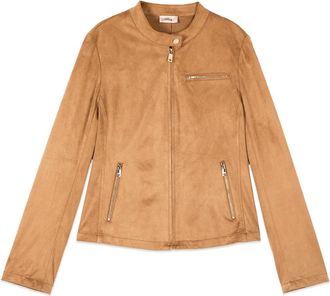 Oltre Femme, Vestes, Beige, Taille: 38 FR Veste zipp&eacute;e &agrave; col mandarin